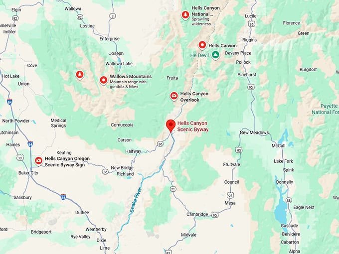 16. hells canyon scenic byway map