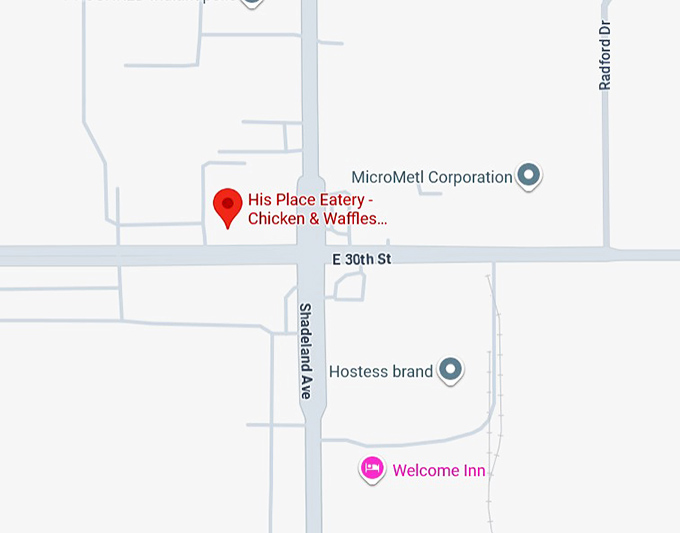 his place eatery chicken & waffles, ribs & soul food (30th & shadeland) map