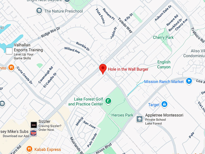 16. hole in the wall burger map