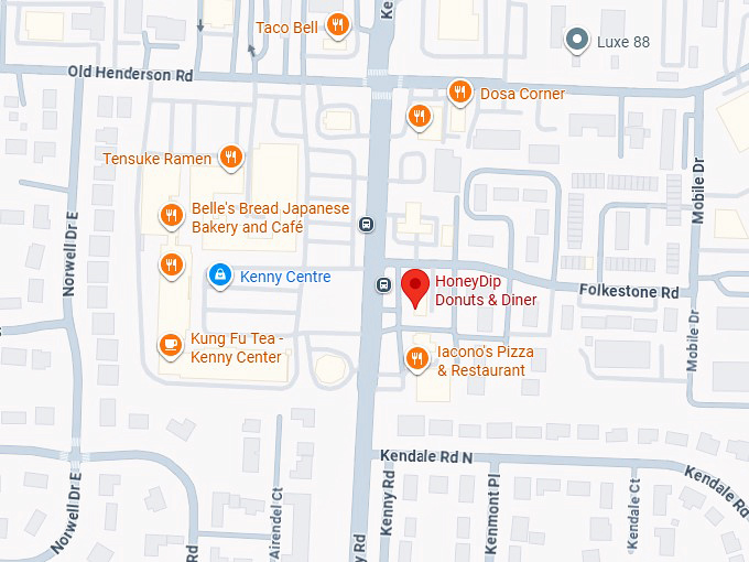 16. honey dip donuts & diner map