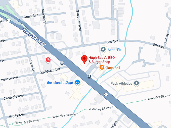 16. hugh baby's bbq & burger shop map