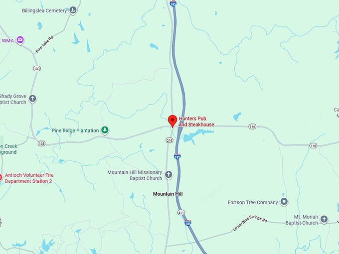 16. hunters pub and steakhouse map