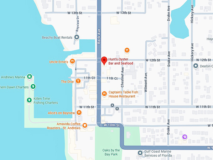 16. hunt's oyster bar and seafood map