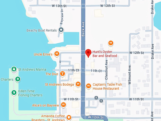 16. hunt's oyster bar and seafood map