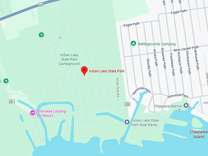 16. indian lake state park map