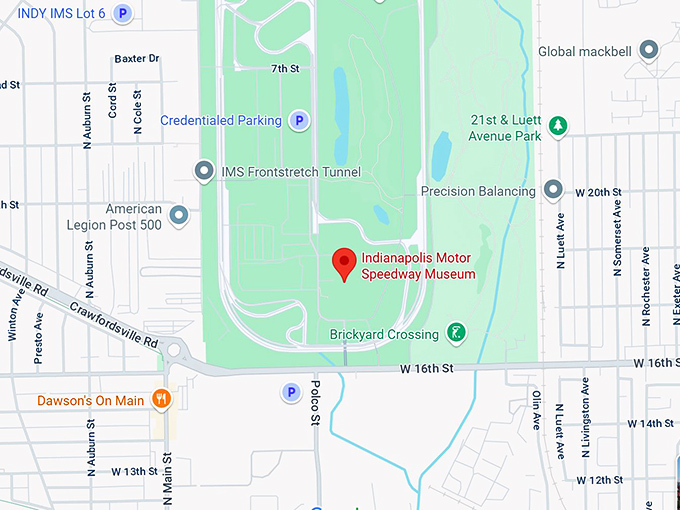 16. indianapolis motor speedway museum map