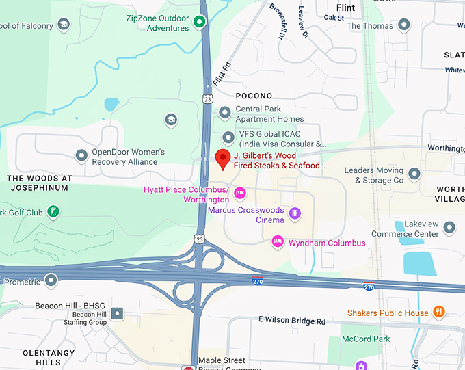 16. j. gilbert's wood fired steaks & seafood columbus map