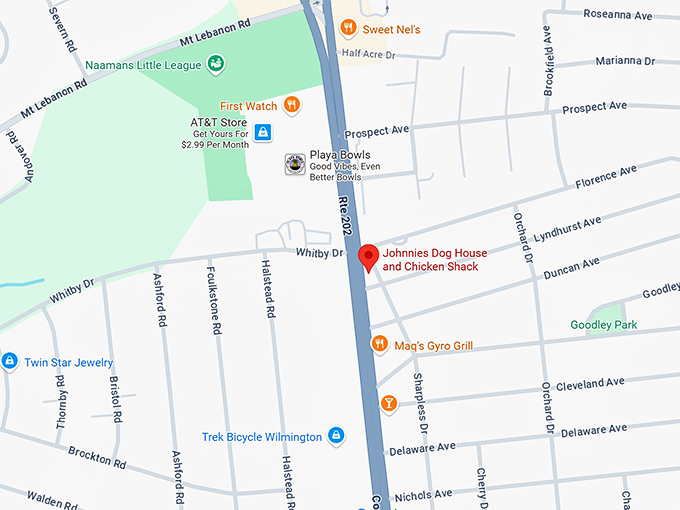 16. johnnies dog house and chicken shack map