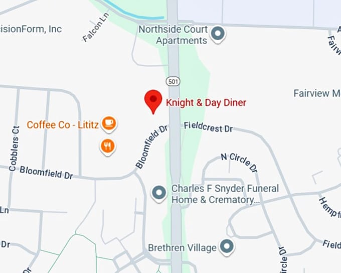 knight & day diner map