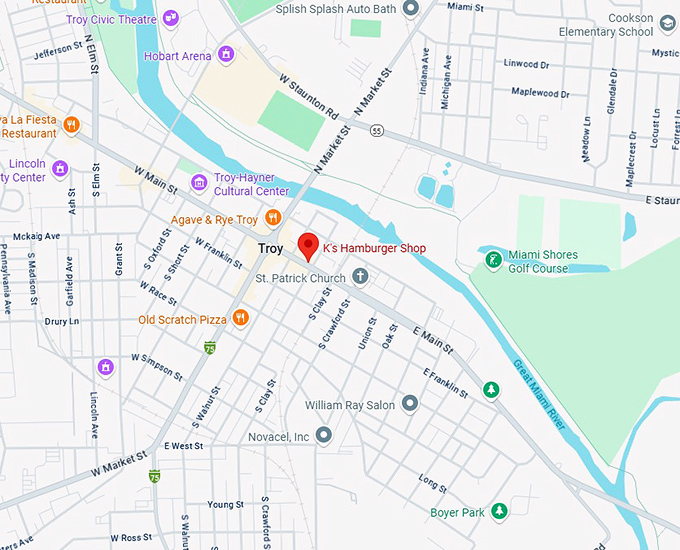 k's hamburger shop map