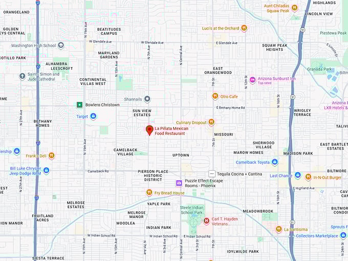 16. la piñata mexican food restaurant map