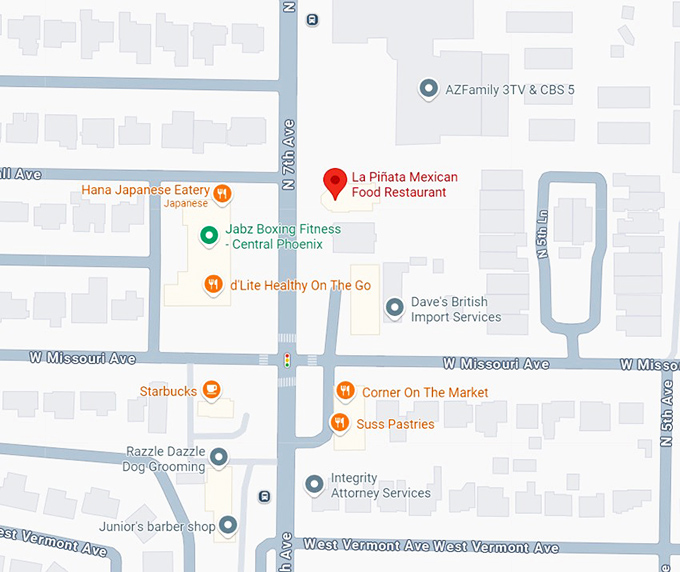 16. la piñata mexican food restaurant map