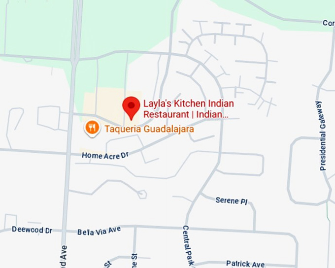 16. layla's kitchen indian restaurant map