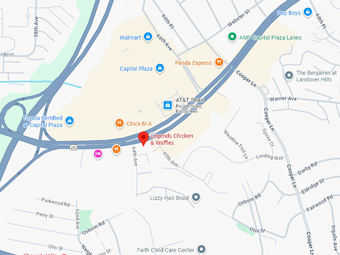 16. legends chicken & waffles map