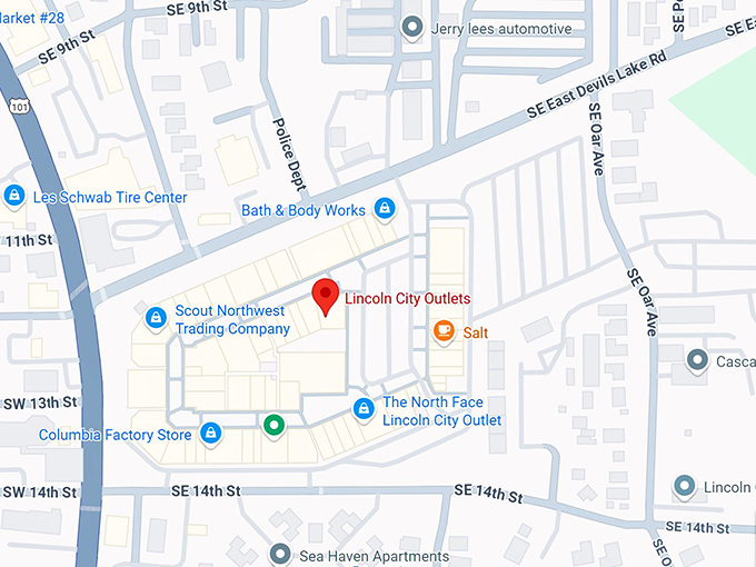 16. lincoln city outlets map