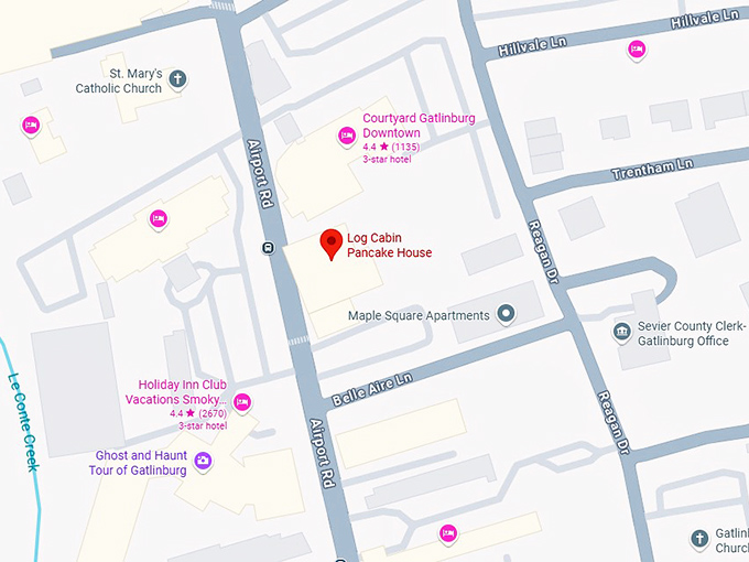 16. log cabin pancake house map