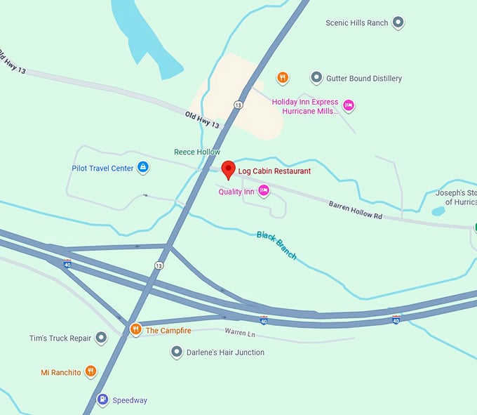 16. log cabin restaurant map