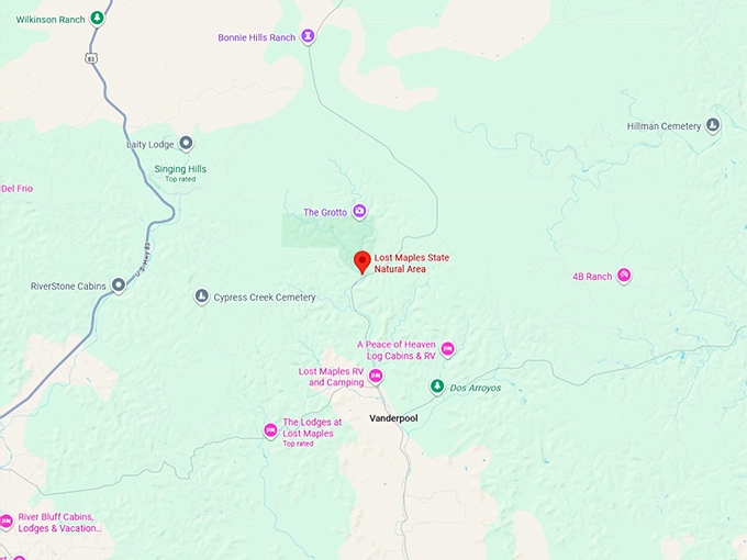 16. lost maples state natural area map