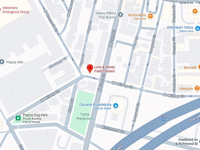 16. love & honey fried chicken map