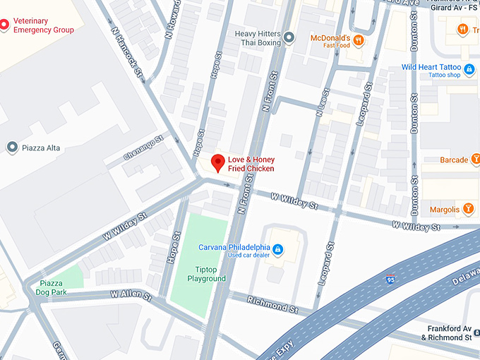 16. love & honey fried chicken map