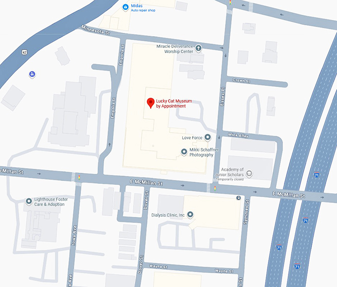 16. lucky cat museum by appointment map