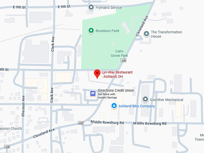 lyn way restaurant ashland, oh map