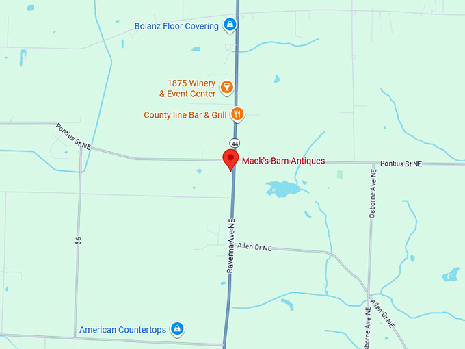 16. mack's barn antiques map