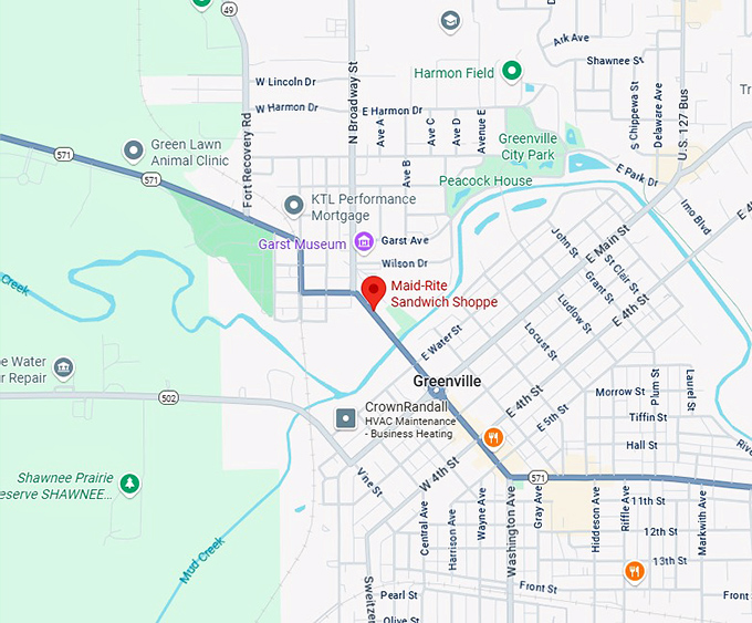 16. maid rite sandwich shoppe map