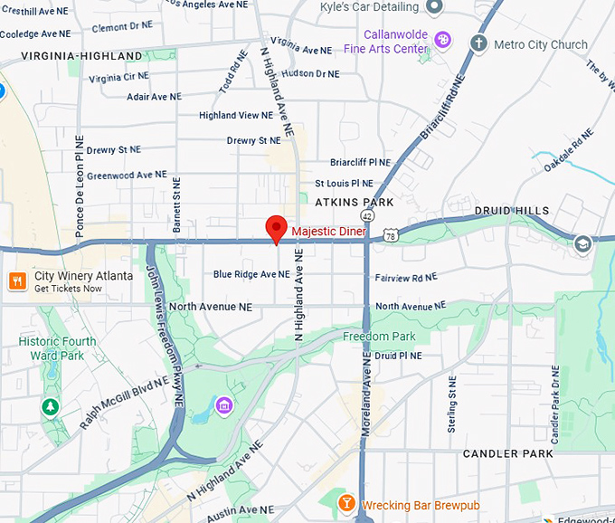 16. majestic diner map