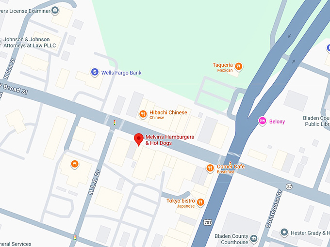 16. melvin's hamburgers & hot dogs map