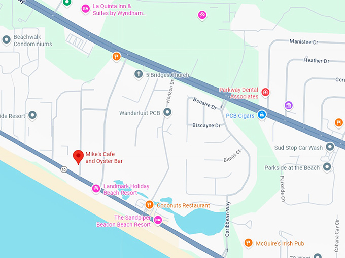 16. mike's cafe and oyster bar map