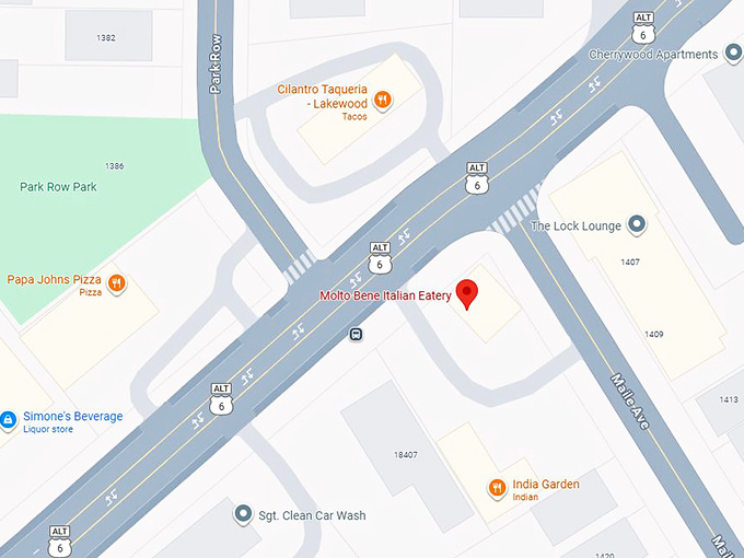 16. molto bene italian eatery map