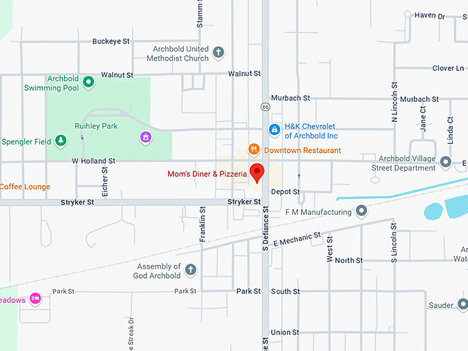 16. mom's diner & pizzeria map