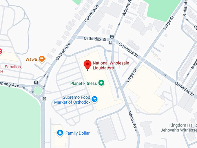16. national wholesale liquidators (900 orthodox st) map
