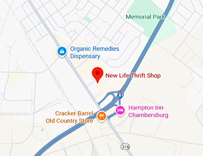 16. new life thrift shop map