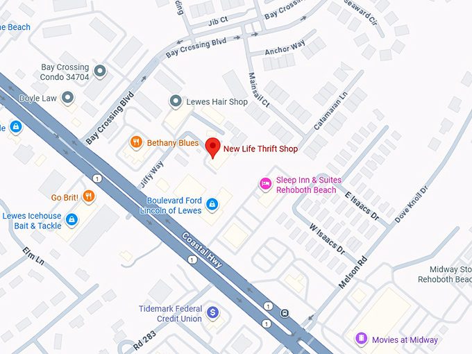 new life thrift shop map