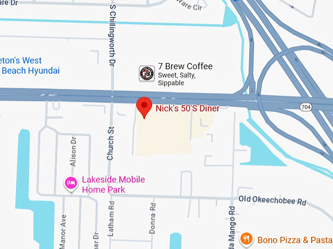 16. nick's 50's diner map