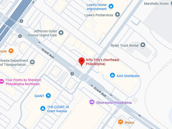 16. nifty fifty's (northeast philadelphia) map