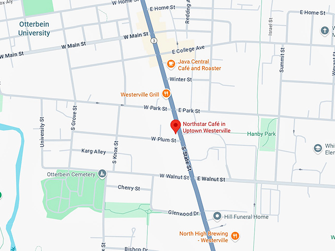 northstar caf&eacute; in uptown westerville map