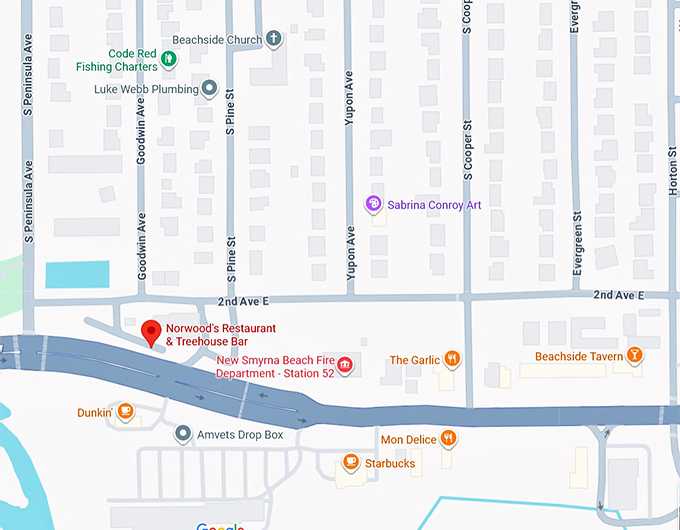 16. norwood's restaurant & treehouse bar map