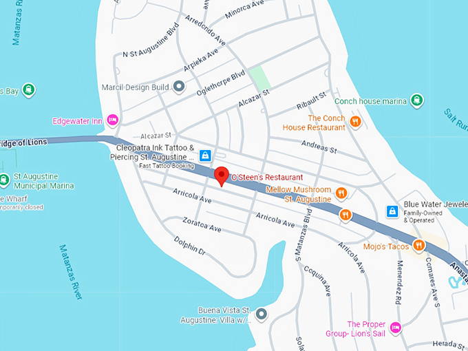 16. o'steen's restaurant map