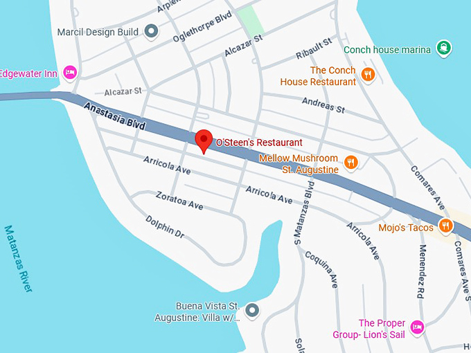 16. o'steen's restaurant map