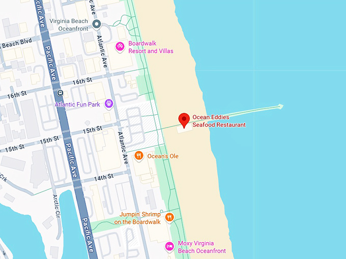 16. ocean eddies seafood restaurant map