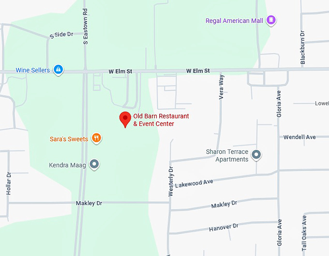 16. old barn restaurant & event center map