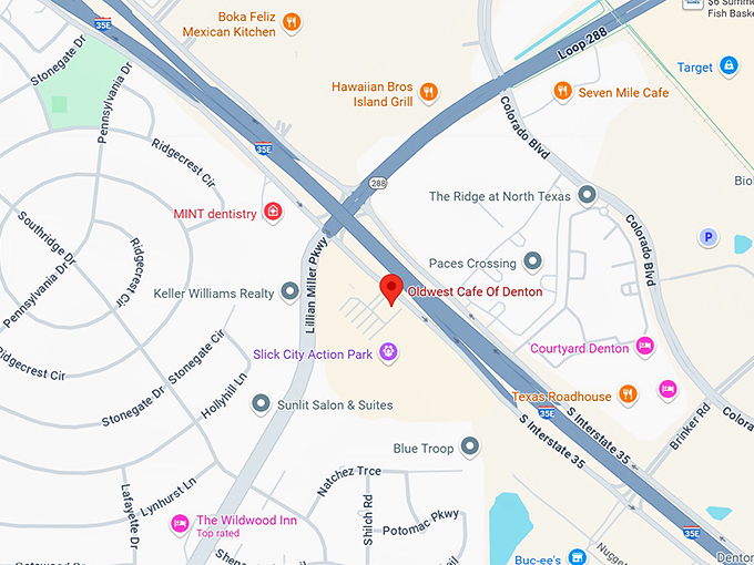 16. oldwest cafe of denton map