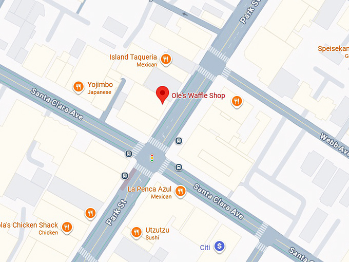 16. ole's waffle shop map
