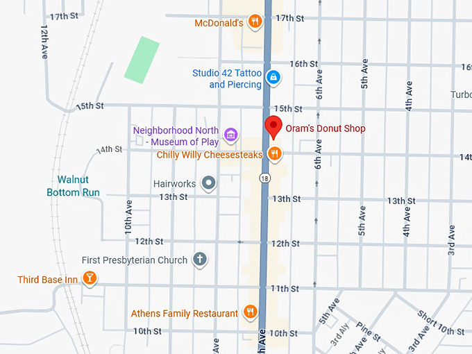 16. oram's donut shop map