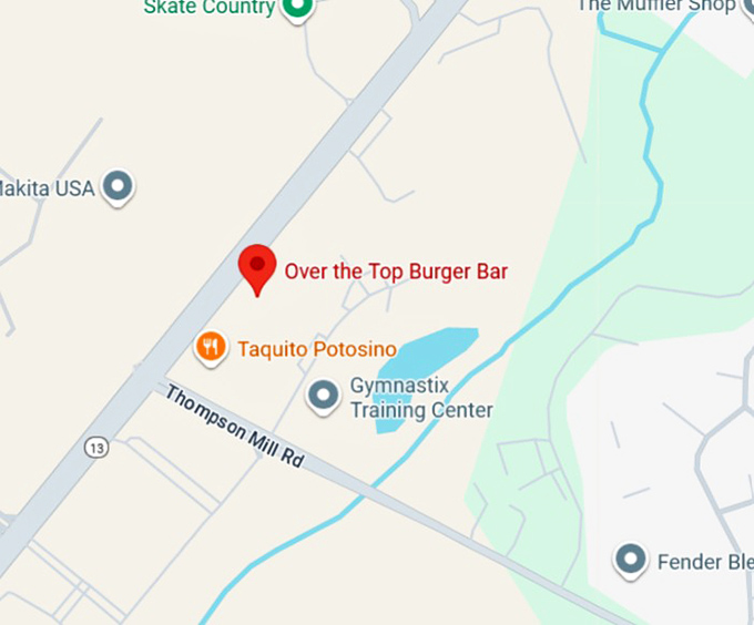 over the top burger bar map
