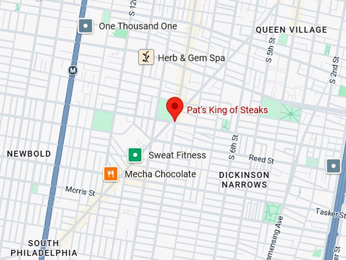 16. pat&rsquo;s king of steaks map