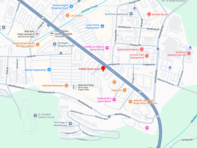 16. peddler steak house map